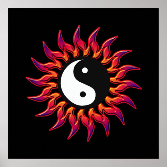 Flaming Yin Yang Sun Poster | Zazzle.com.au