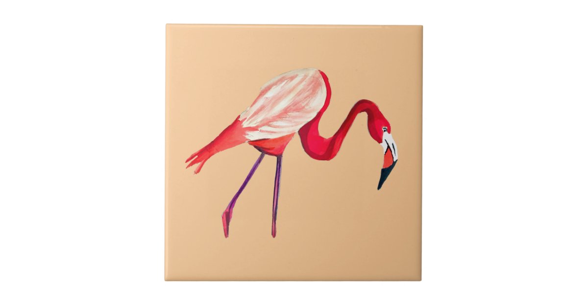 Flamingo watercolor pretty art ceramic tile | Zazzle
