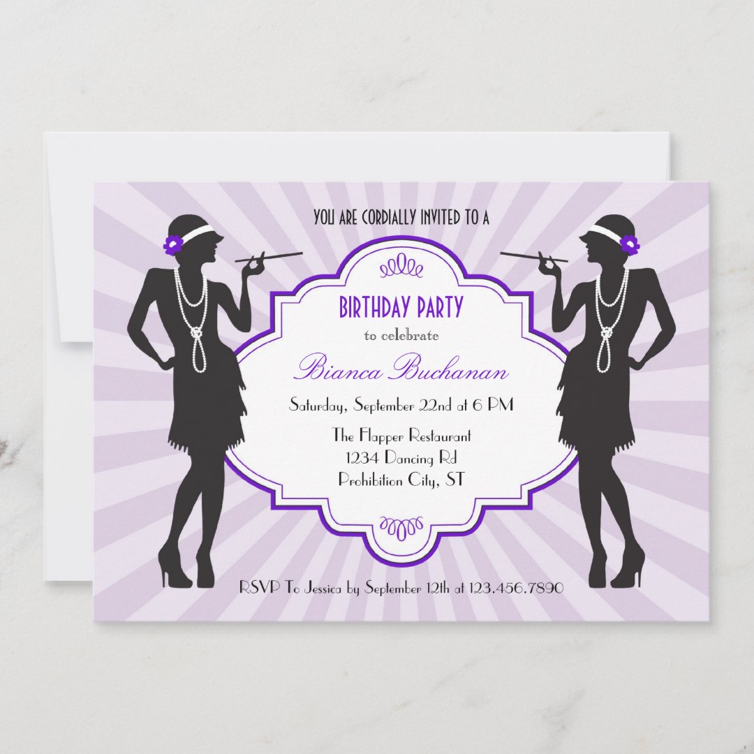 Flapper Birthday Party Invitation | Zazzle