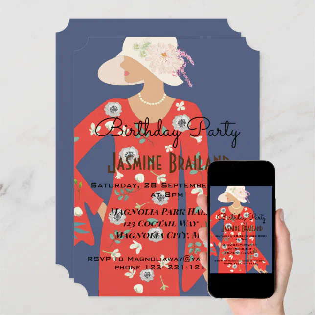 Flapper Girl Birthday Party invitaion Invitation | Zazzle