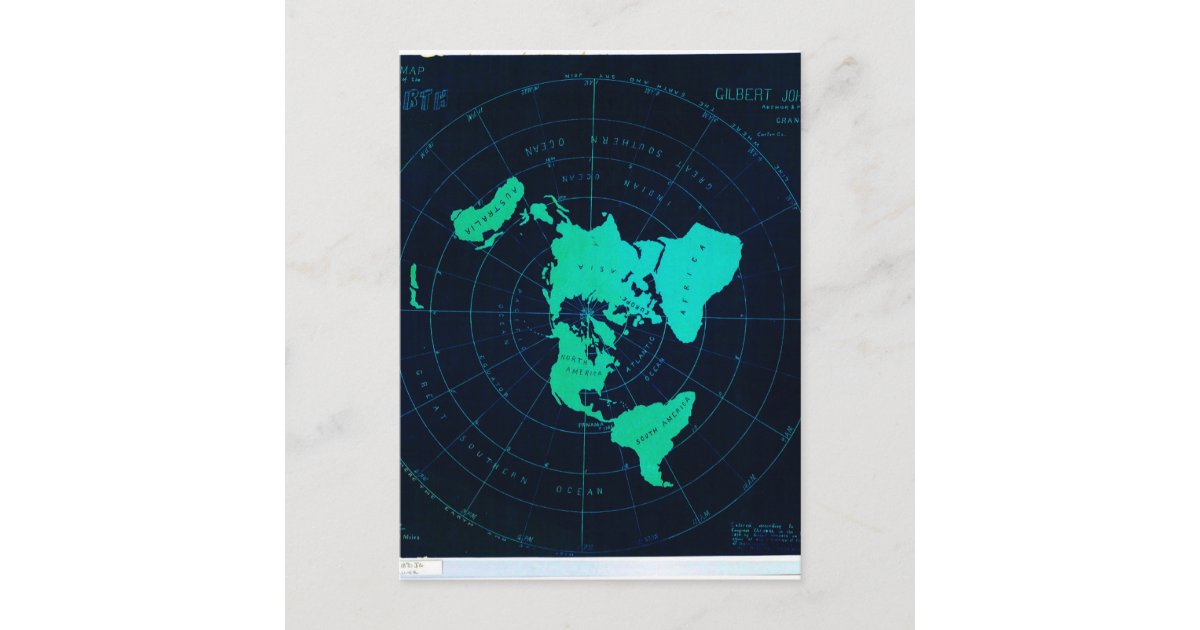 Flat Earth Map (Azimuthal equidistant projection) Postcard | Zazzle