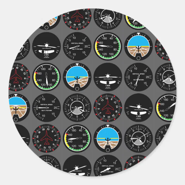 Flight Instruments Classic Round Sticker | Zazzle