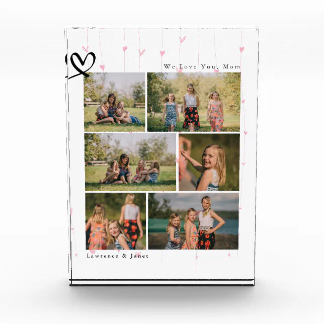 Floral We Love You Abuela Mum Family Photo Collage Block | Zazzle