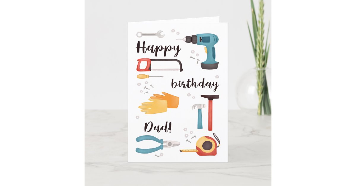 For Dad DIY Tools Birthday Card | Zazzle