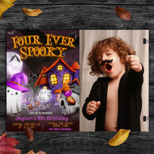 Four Ever Spooky - 4th Birthday Invitation | Zazzle