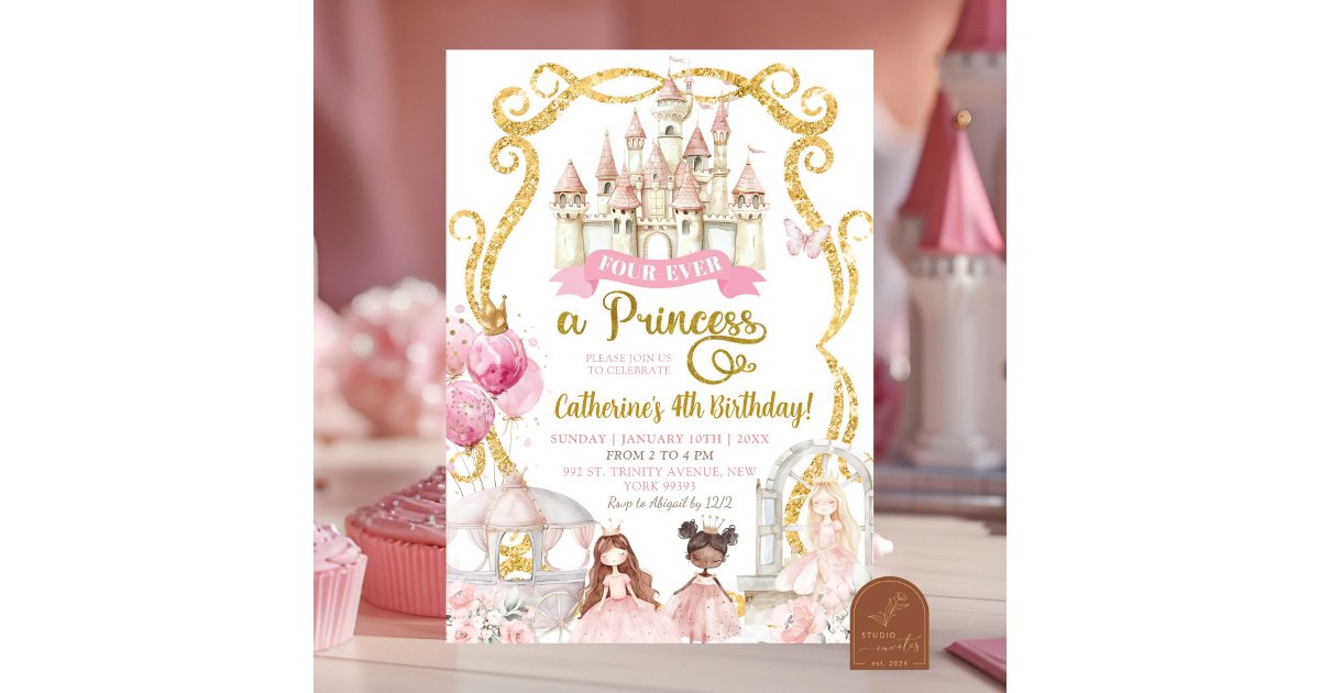 Fourever a Princess Birthday Invitation | Zazzle