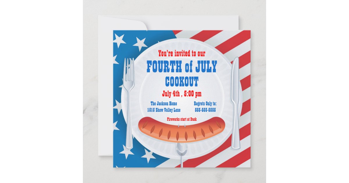 Fourth of July Cookout Invitation | Zazzle
