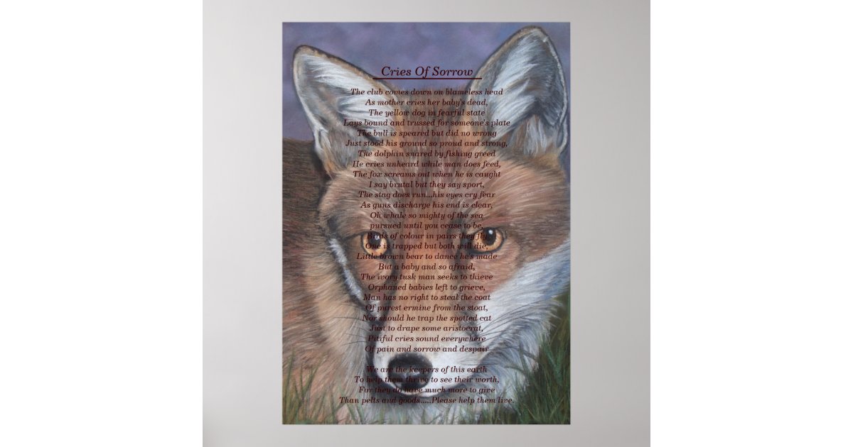 fox painting with original wildlife poem poster | Zazzle