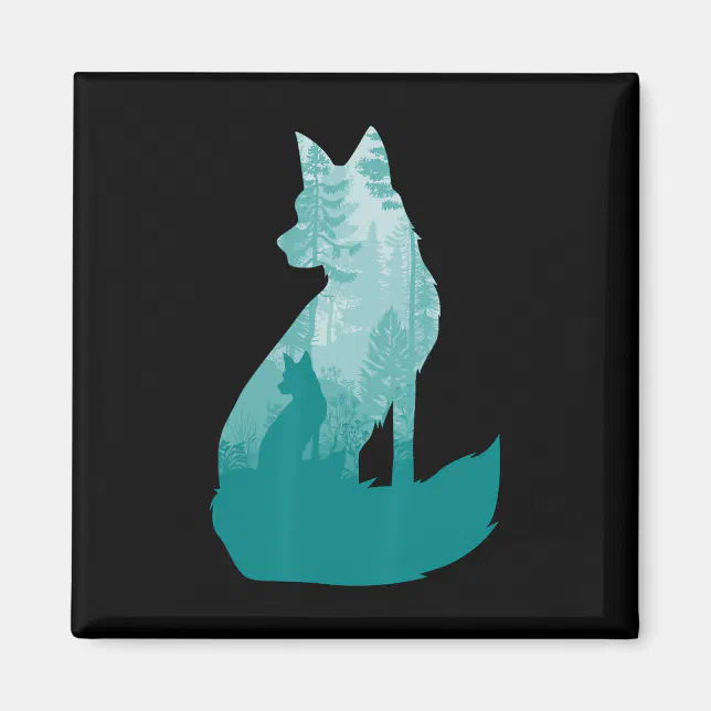 Fox Silhouette In The Forest Animal Hunter Hunting Magnet | Zazzle