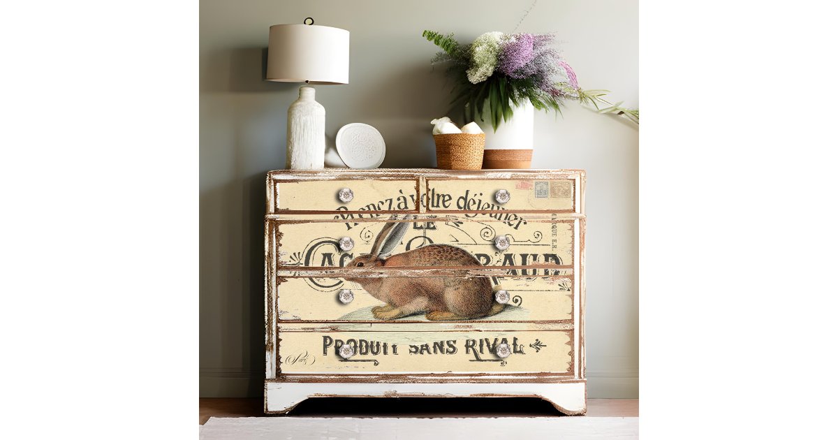 French Lapin de Cacao Brown Bunny Rabbit Decoupage Tissue Paper | Zazzle