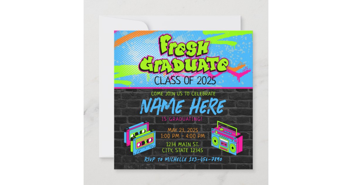 Fresh Prince 90s Boombox Class of 2025 Graduation Invitation | Zazzle