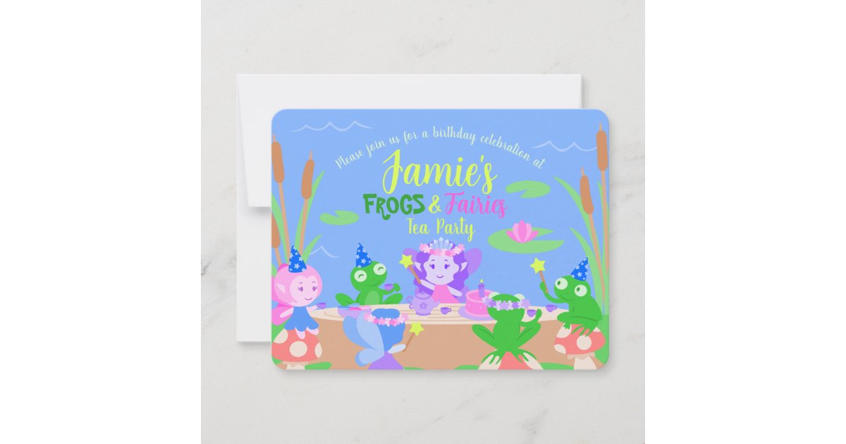 Frogs & Fairies Tea Party Birthday Invitation | Zazzle