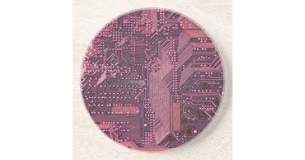 Fuchsia Cyber Circuit Board Tech Art Electronics Coaster | Zazzle