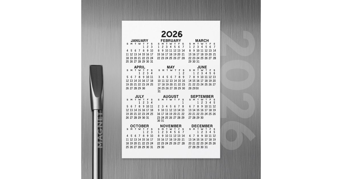 Full Year View Calendar - Basic Magnetic Card | Zazzle