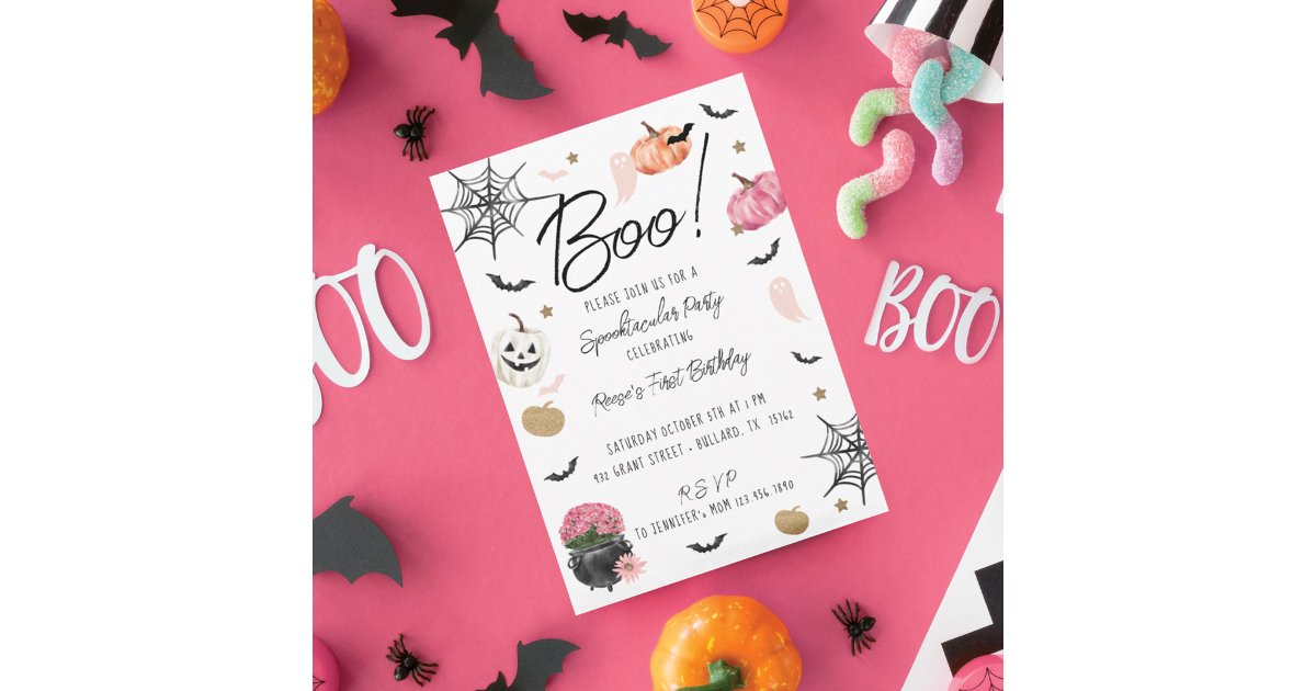 Fun Boo! Spooktacular Halloween Birthday Party Invitation | Zazzle