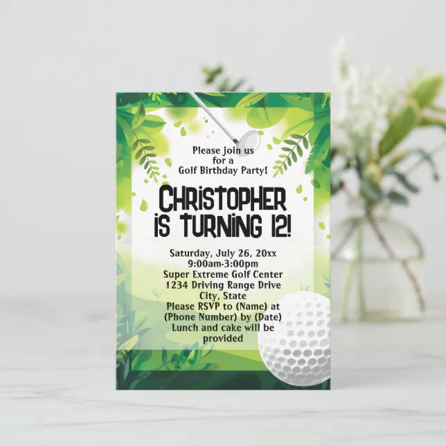 Fun Driving Range Golf Birthday Party Invitation | Zazzle