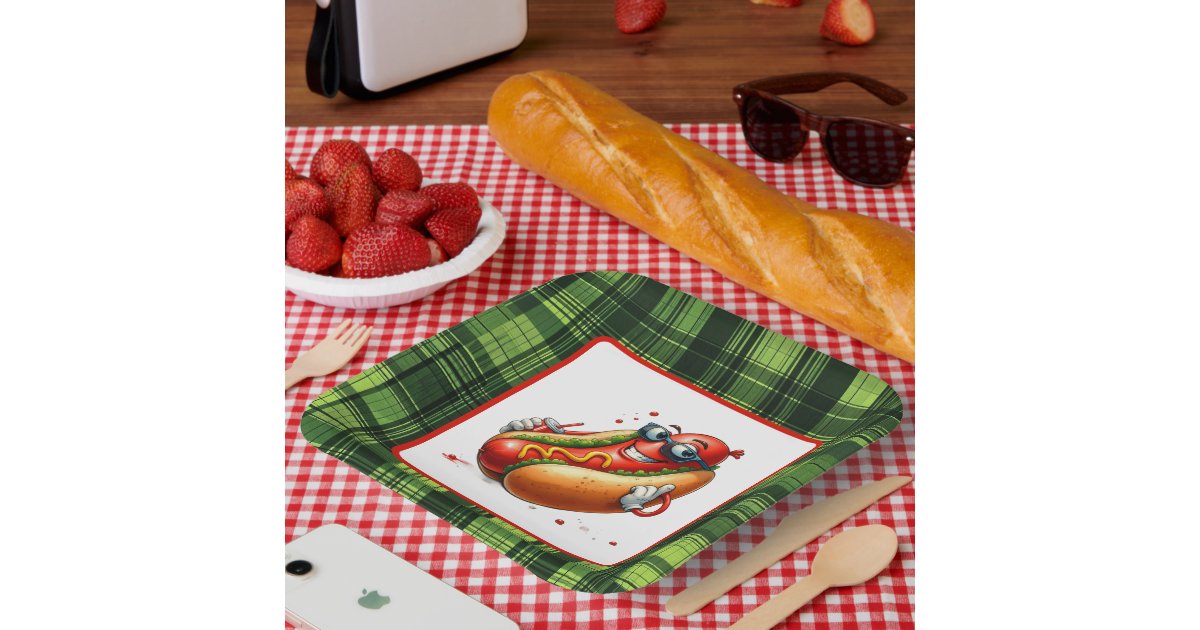 Fun hotdog lovers party paper plate | Zazzle