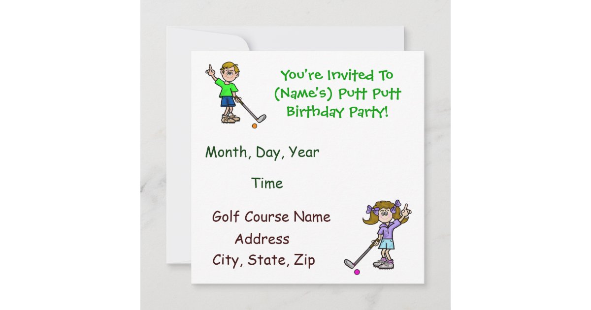 Fun Putt Putt Golf Birthday Party Invitations | Zazzle
