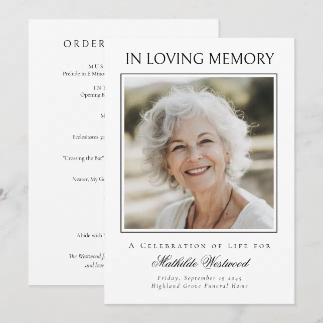 Funeral Order Of Service Celebration Of Life Photo Program | Zazzle