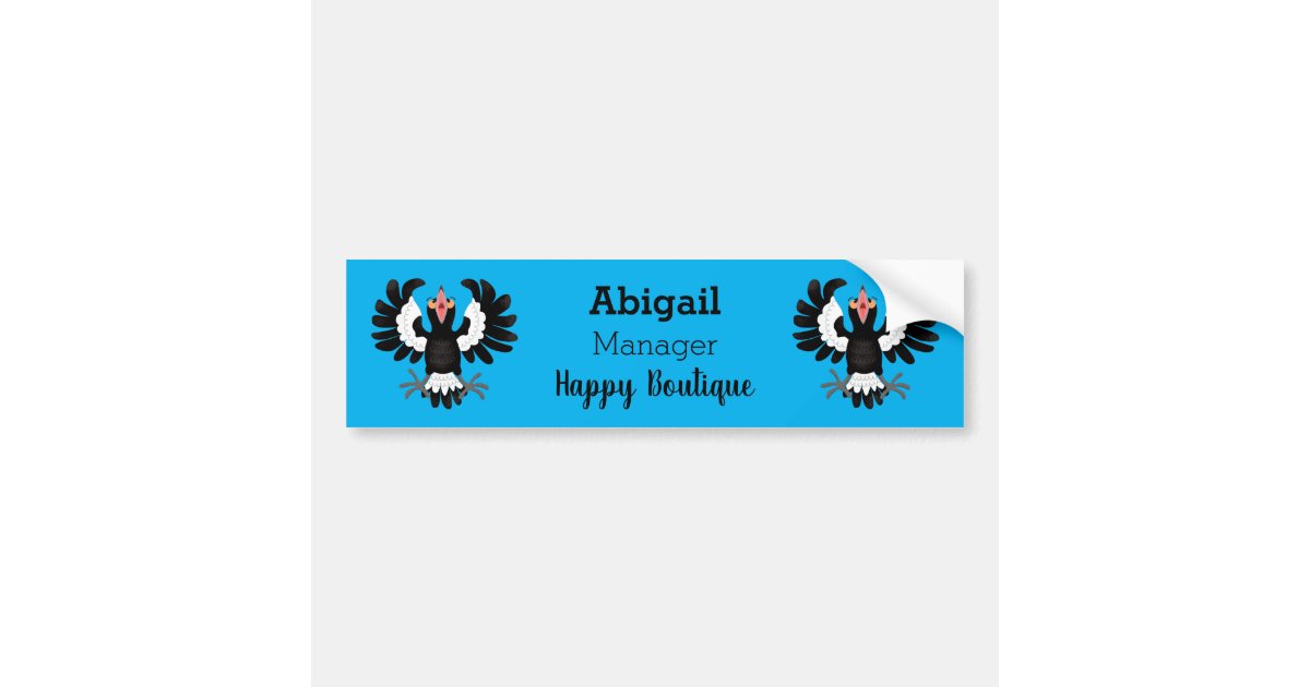 Funny Australian magpie cartoon illustration Bumper Sticker | Zazzle
