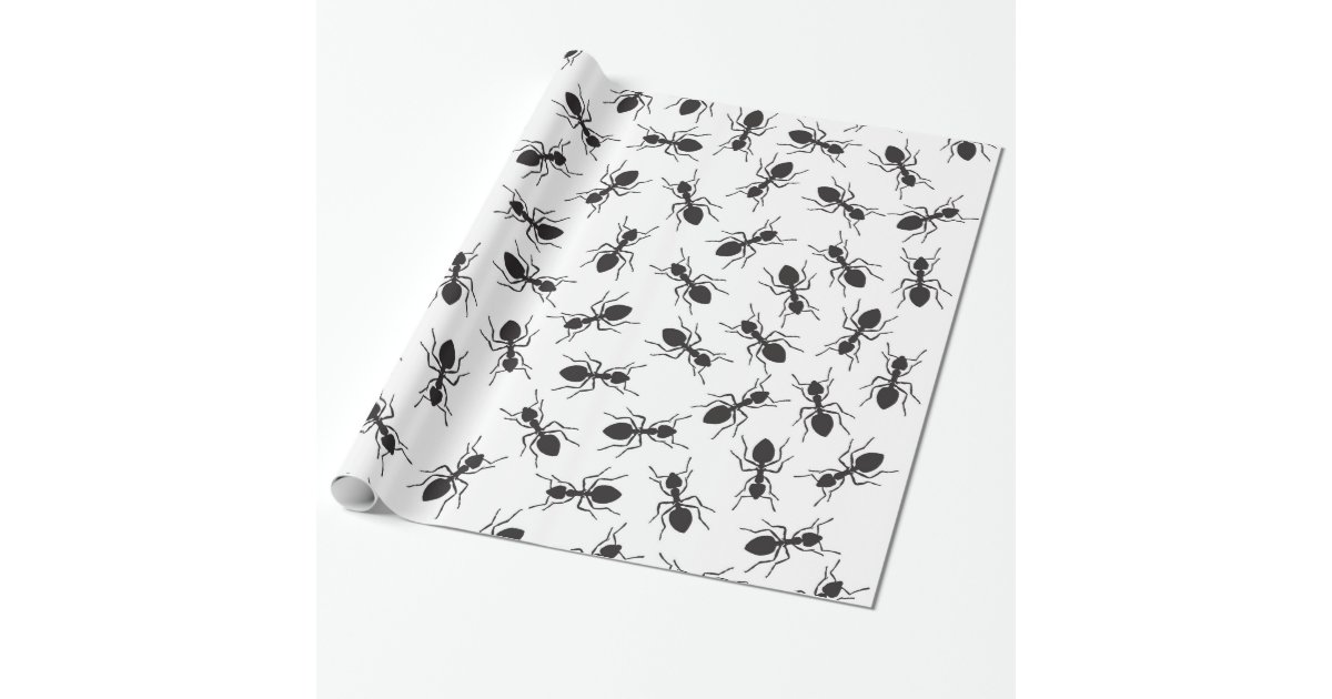 Funny Black Ants Pattern Wrapping Paper | Zazzle