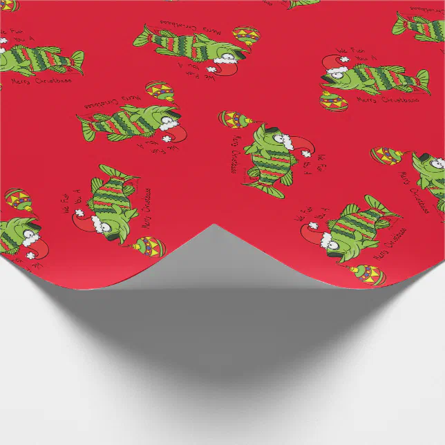 Funny Christmas Bass Fishing Fish Cute Cartoon Wrapping Paper | Zazzle