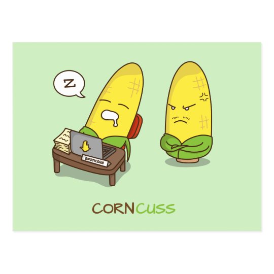 Funny Food Coma Concuss Corn Pun Humour Postcard | Zazzle.com.au