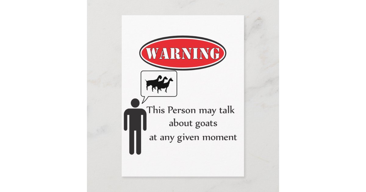 Funny Goat Warning Postcard | Zazzle