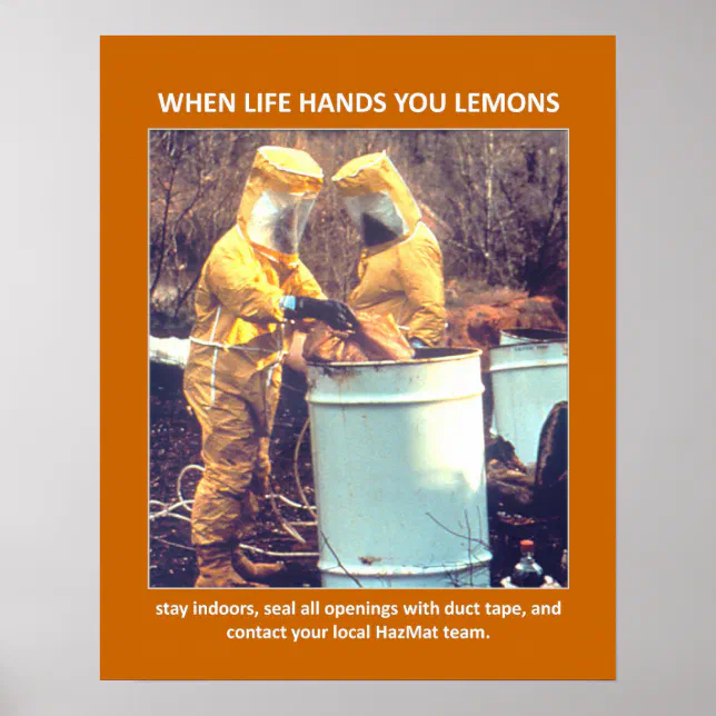 Funny Hazmat Biohazard Safety Advice Poster | Zazzle