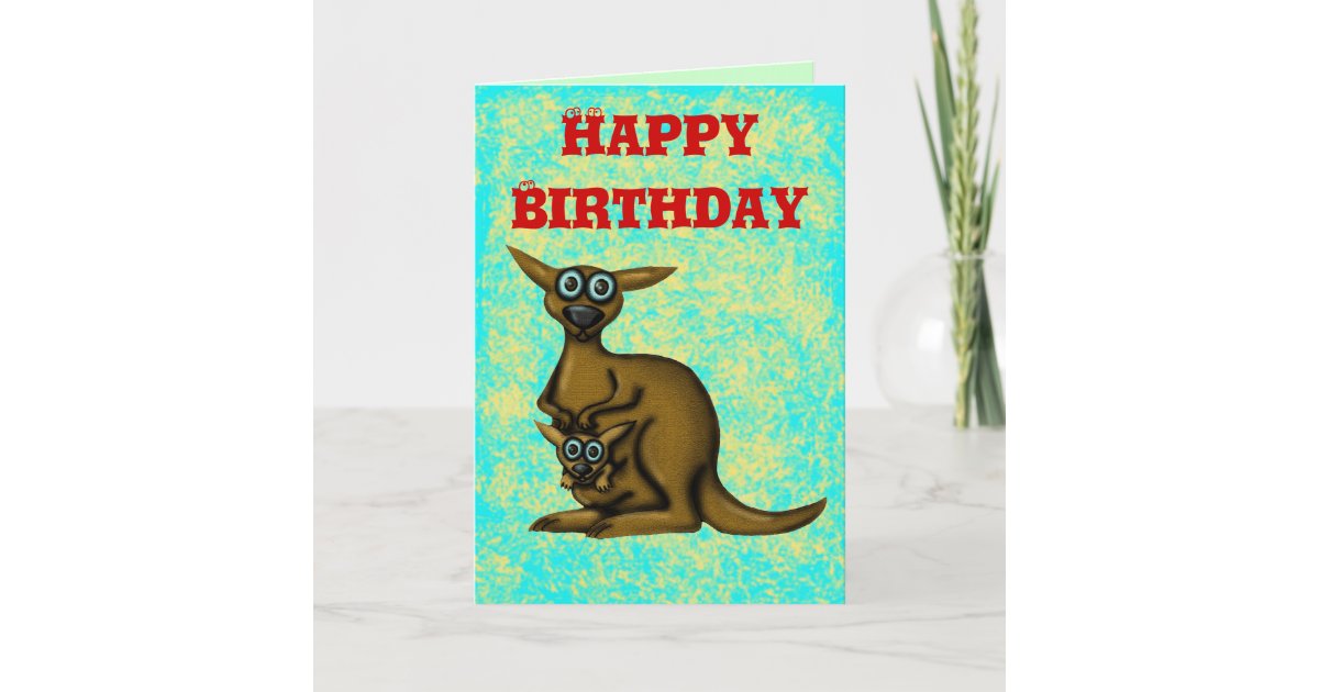 Funny kangaroo happy birthday card | Zazzle