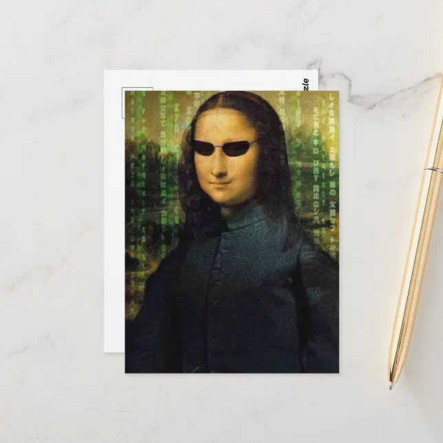 Funny Mona Lisa matrix Leonardo da Vinci Postcard | Zazzle