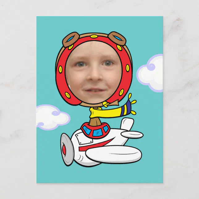 Funny Pilot Photo Face Template Postcard | Zazzle