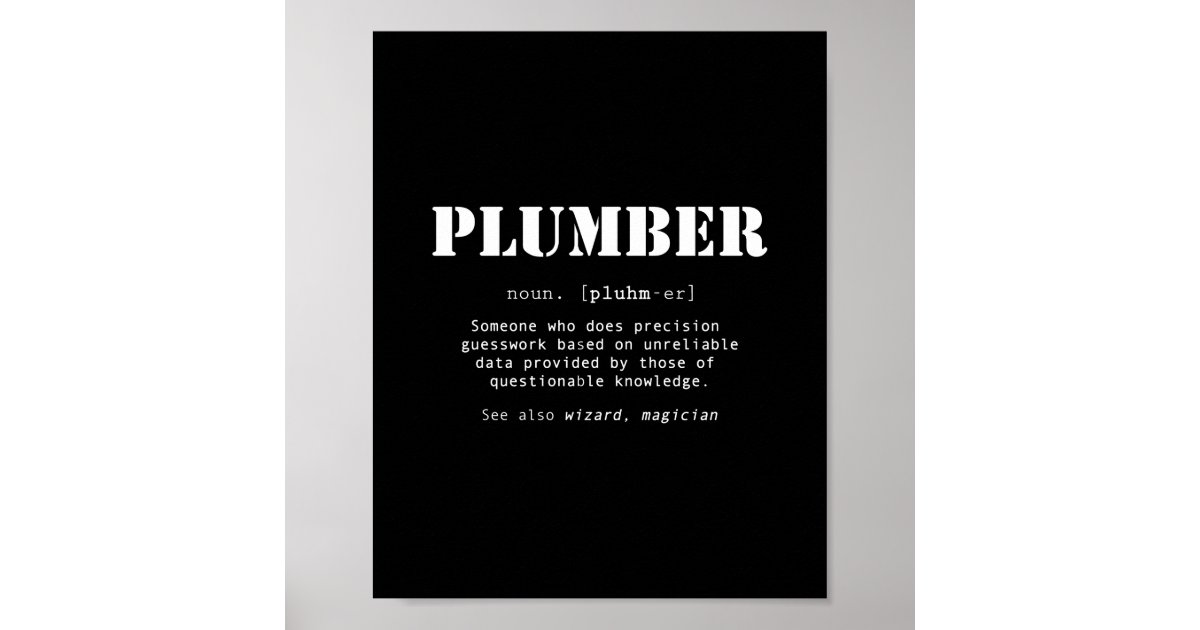 Funny Plumber Gift - Dictionary Definition Poster | Zazzle
