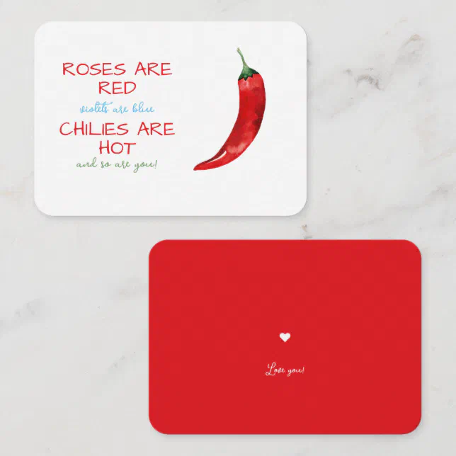 Funny Roses are Red Chilli Poem Valentine's Day Card | Zazzle