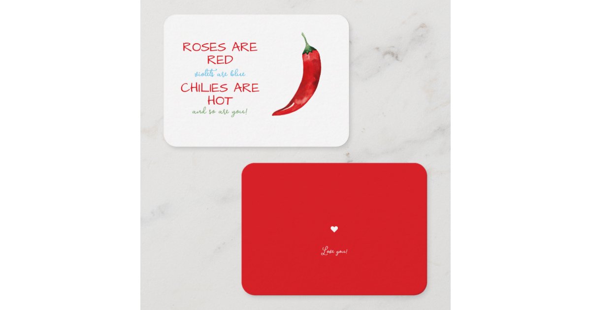 Funny Roses are Red Chilli Poem Valentine's Day Card | Zazzle