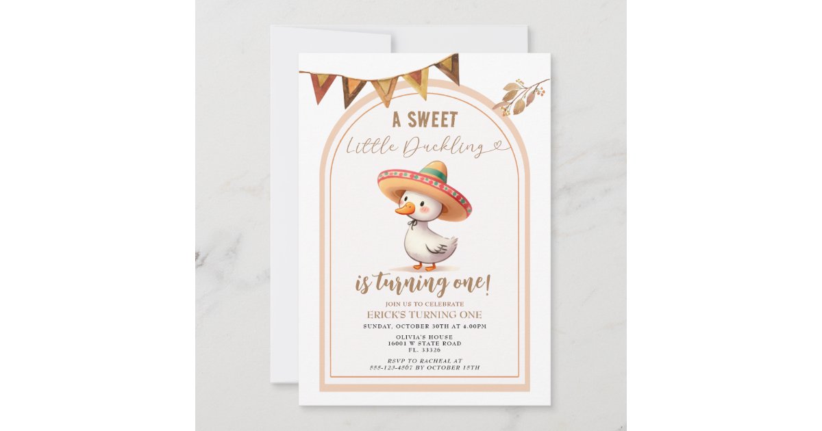 Funny Spanish Goose Arch Turning One Birthday Invitation | Zazzle