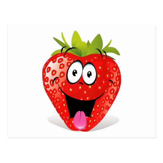 Funny Strawberry Face Sticking Out Tongue Postcard | Zazzle.com.au