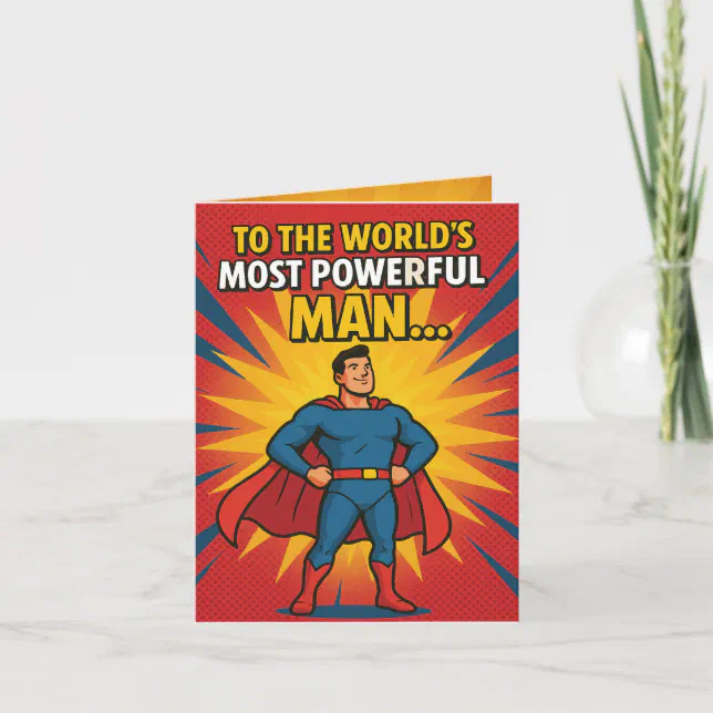 Funny Superhero Dad Comic Father's Day Card | Zazzle