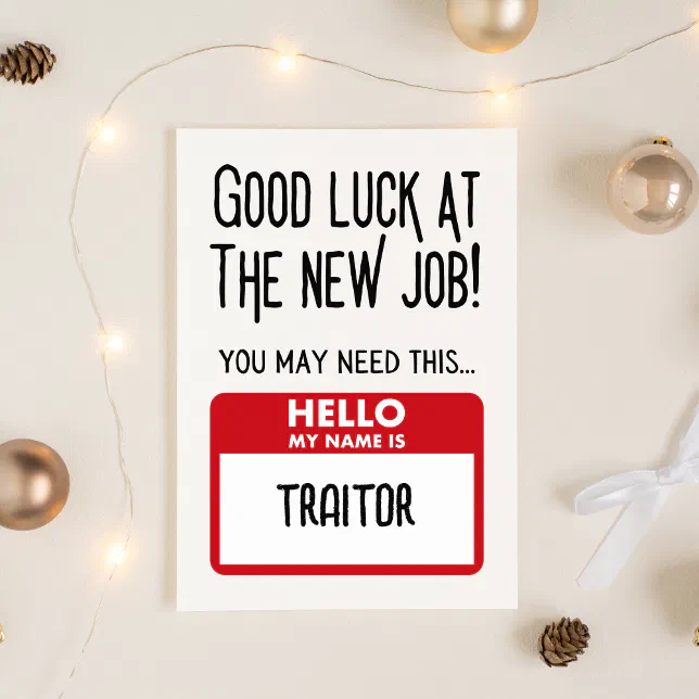 Funny 'Traitor Badge' Coworker Leaving Thank You Card | Zazzle