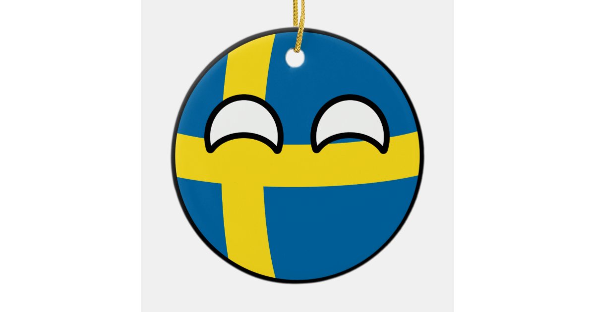 Funny Trending Geeky Sweden Countryball Ceramic Tree Decoration | Zazzle