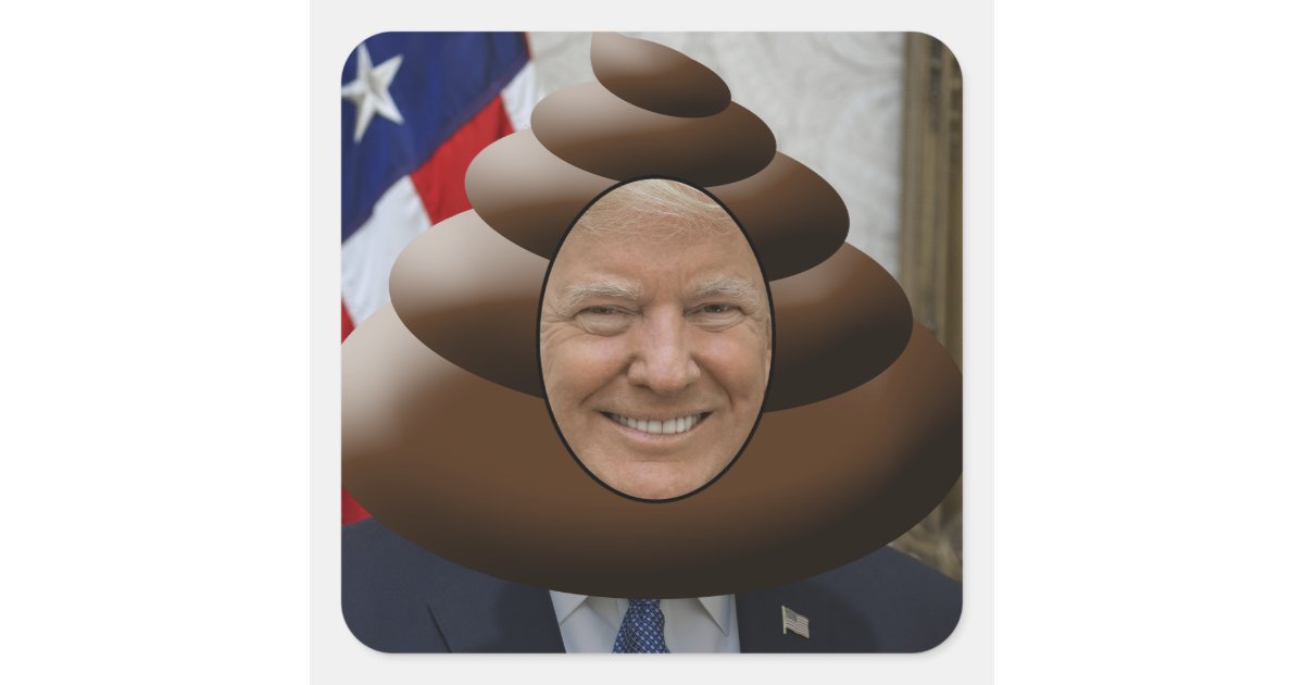 Funny Trump Poop Emoji Head Square Sticker | Zazzle