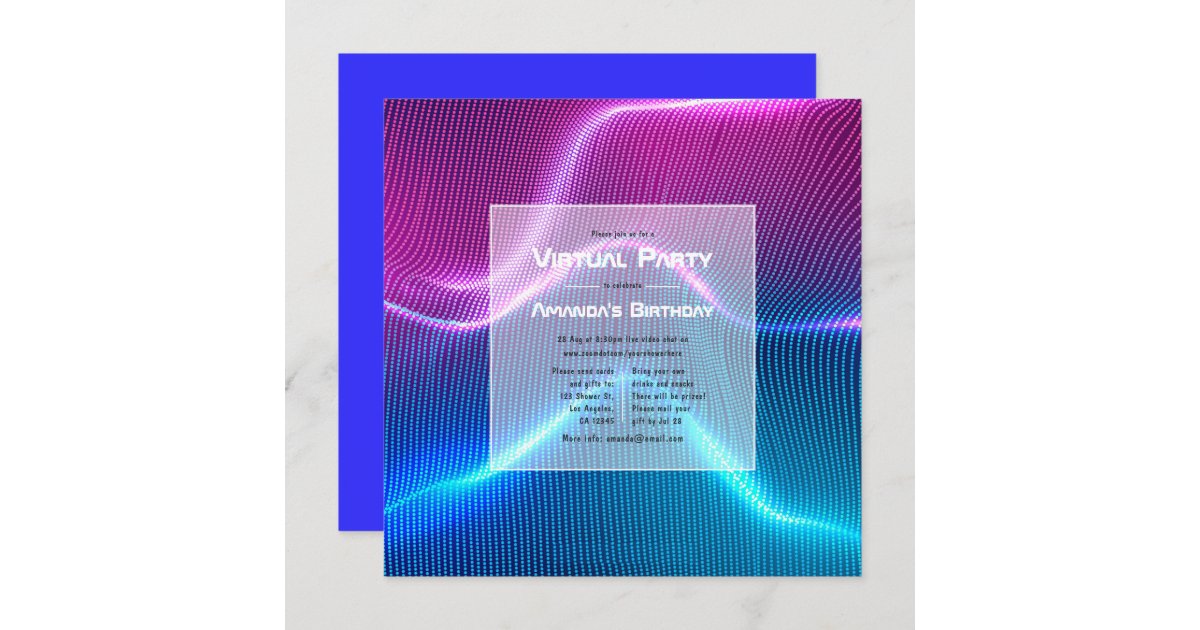 Futuristic Geometric Virtual Birthday Party Invitation | Zazzle