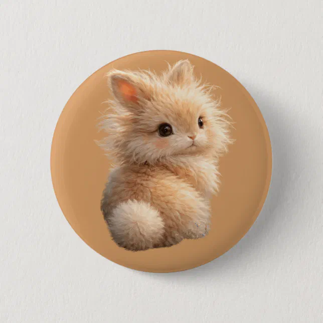 Fuzzy bunny 6 cm round badge | Zazzle