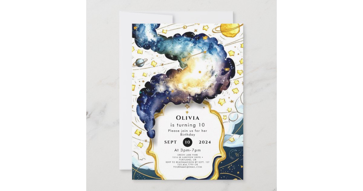 Galactic Editable Space Birthday Invitation | Zazzle