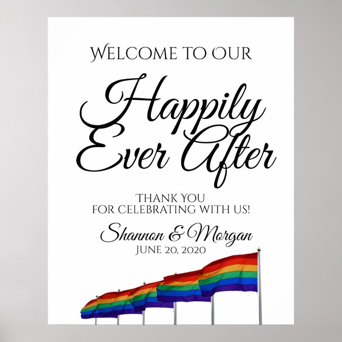 Gay Pride Rainbow Wedding Welcome Sign | Zazzle.com.au