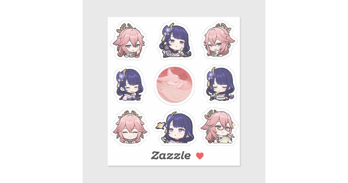 Genshin Impact Yae Miko & Raiden Stickers | Zazzle