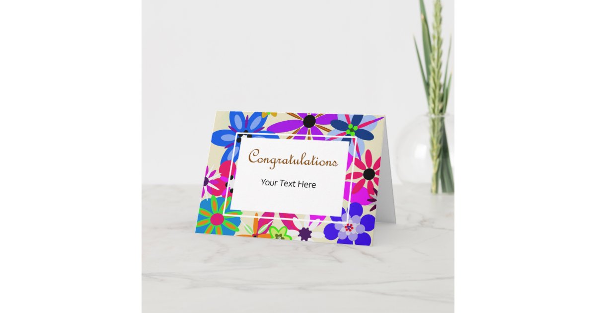 Geometric Flowers Congratulations Card | Zazzle