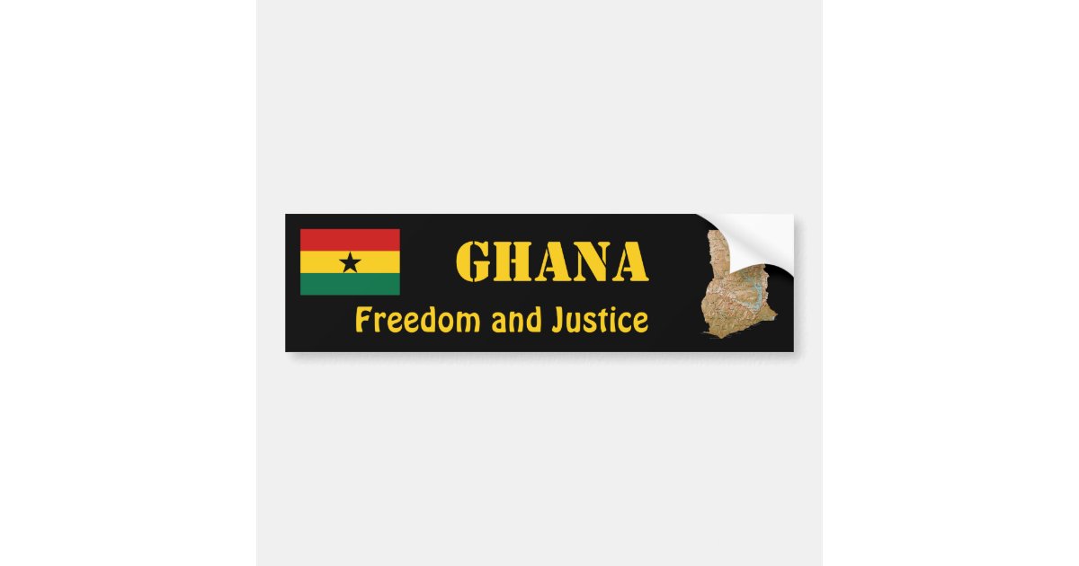 Ghana Flag + Map Bumper Sticker | Zazzle