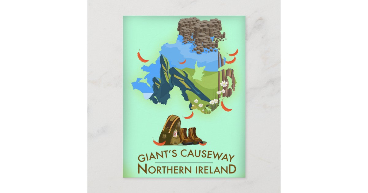 Giants Causeway Northern Ireland Map Travel poster Postcard | Zazzle