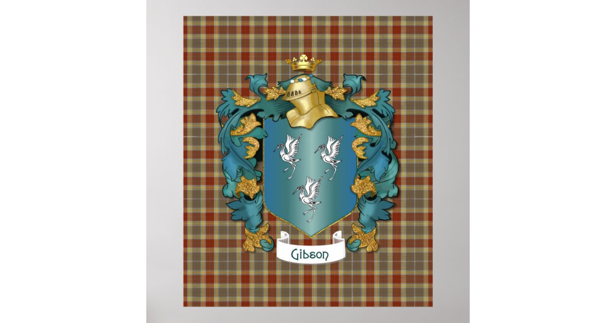 Gibson Coat of Arms and Tartan Poster | Zazzle